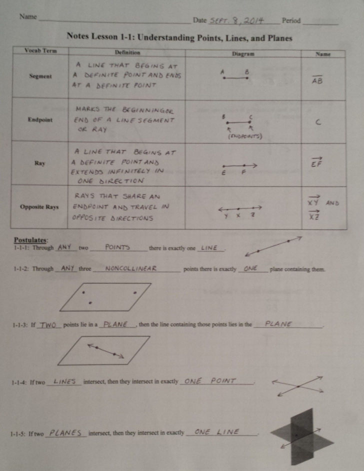 1 1 Points Lines And Planes Worksheet Answers — db-excel.com