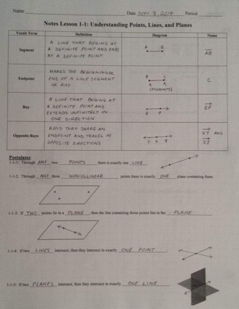 1 1 Points Lines And Planes Worksheet Answers — db-excel.com