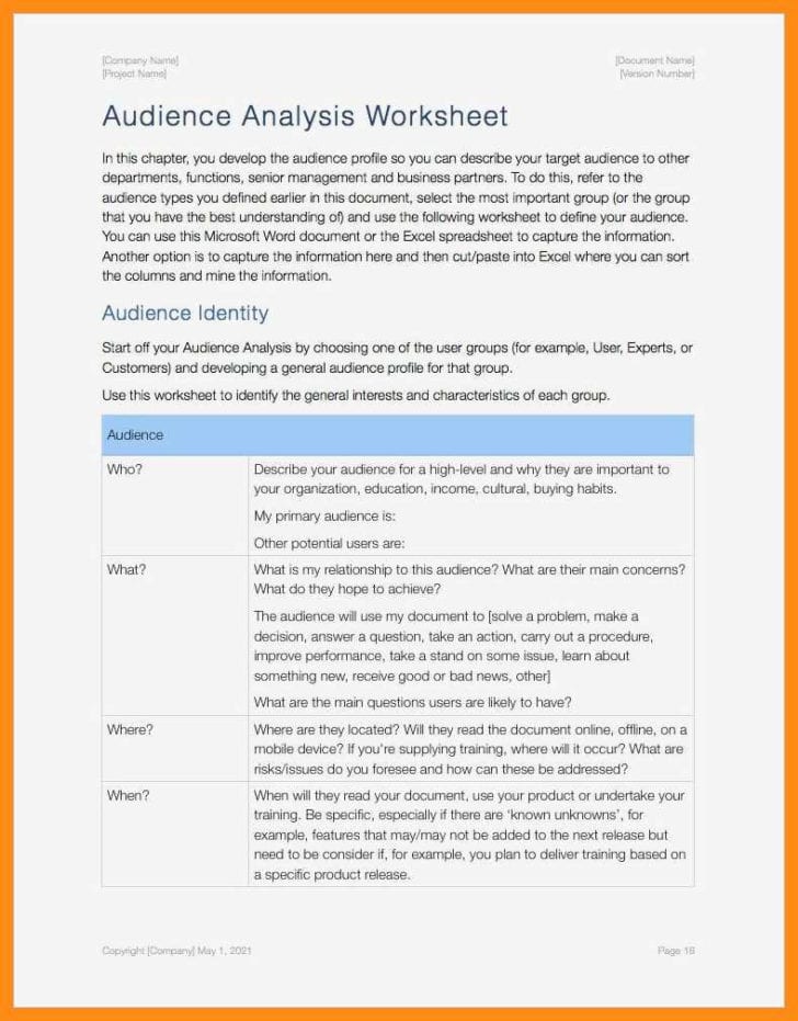 Audience Analysis Worksheet Example — db-excel.com