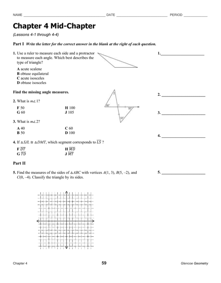 Glencoe Geometry Chapter 4 Worksheet Answers — db-excel.com