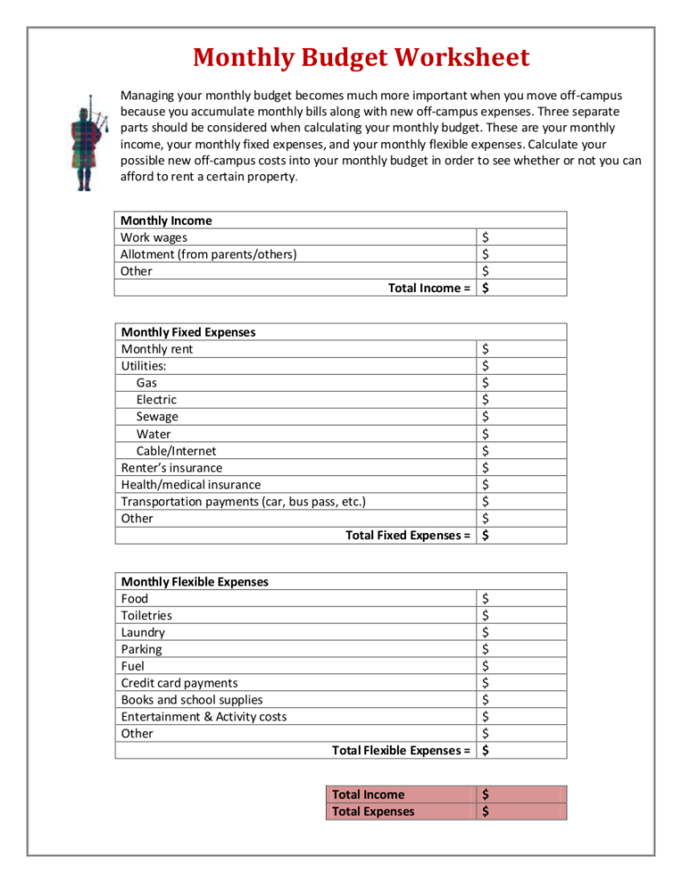 19 Budget Worksheet Word Pdf Excel — db-excel.com
