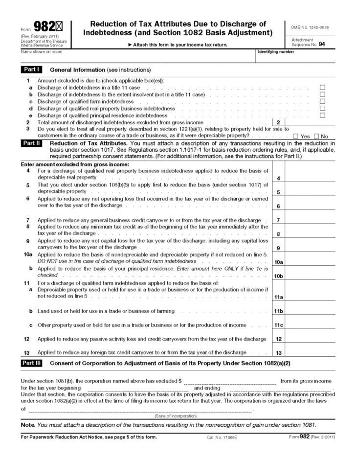 2018 Form 982 Fill Online Printable Fillable Blank — db-excel.com