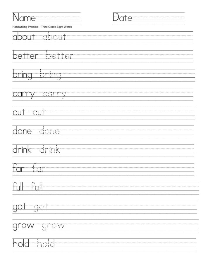 3Rd Grade Handwriting Worksheets — db-excel.com