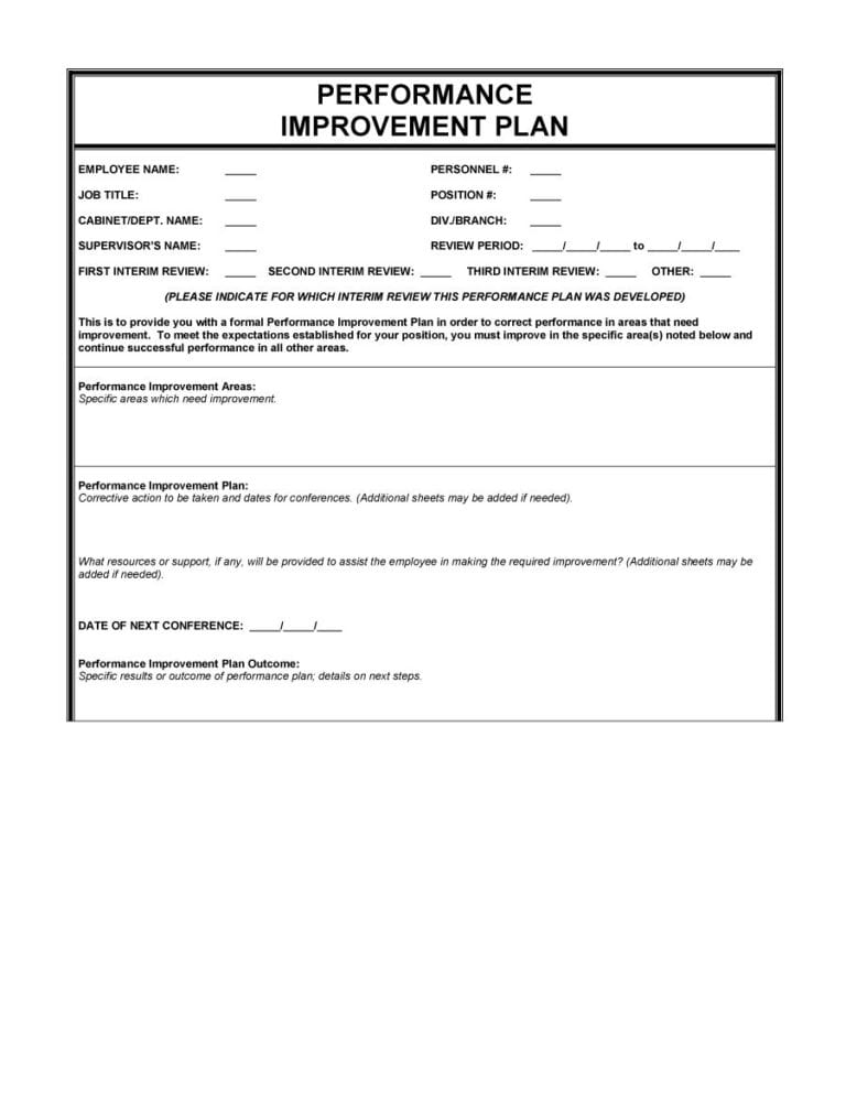 Employee Performance Improvement Plan Worksheet — db-excel.com