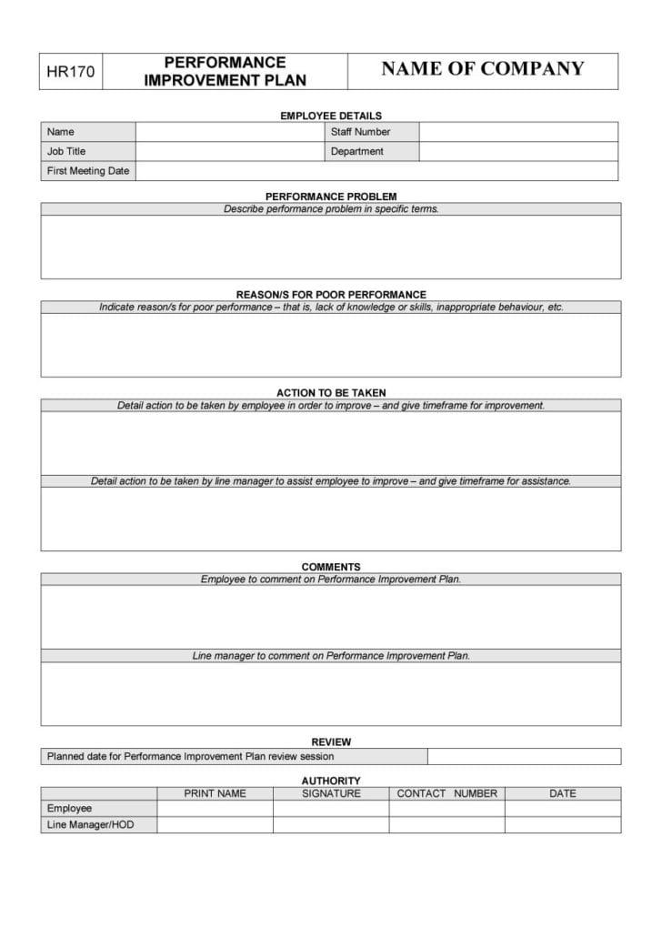 Employee Performance Improvement Plan Worksheet — db-excel.com