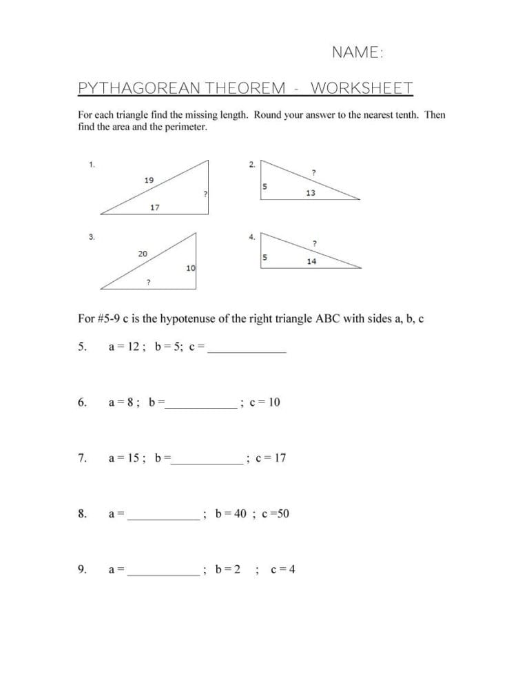 Pythagorean Puzzle Worksheet Answers — db-excel.com