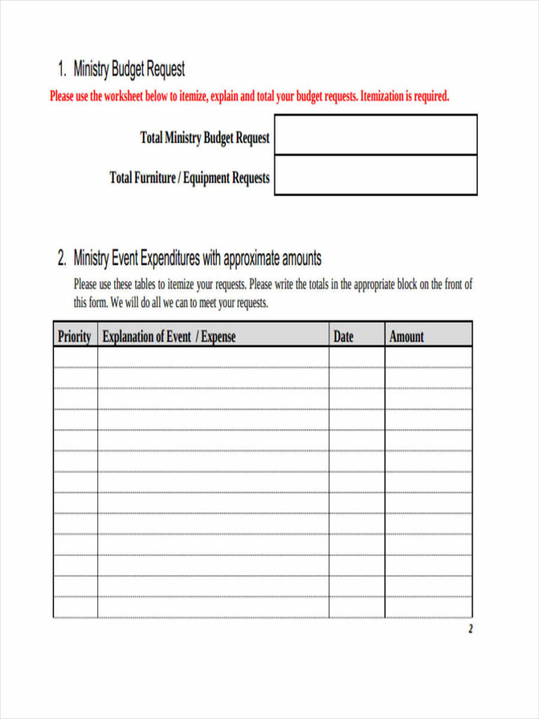5 Church Budget Form Sample Free Sample Example Format Download — db ...