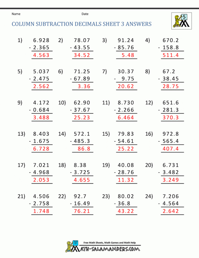 Comparing Decimals Worksheet 5Th Grade — db-excel.com