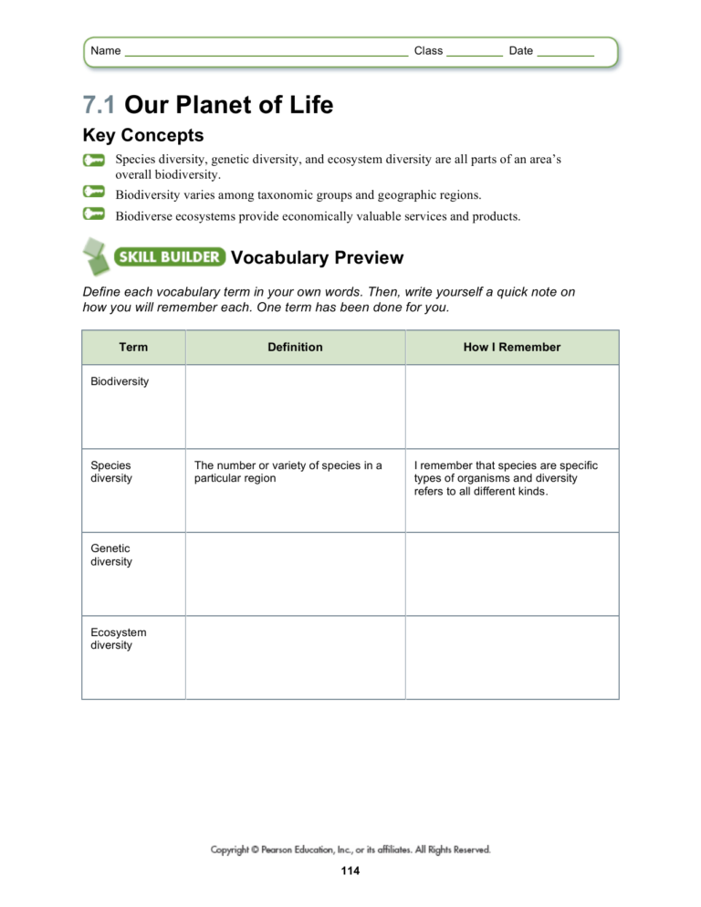 7 1 Our Planet Of Life Worksheet Answer Key — db-excel.com