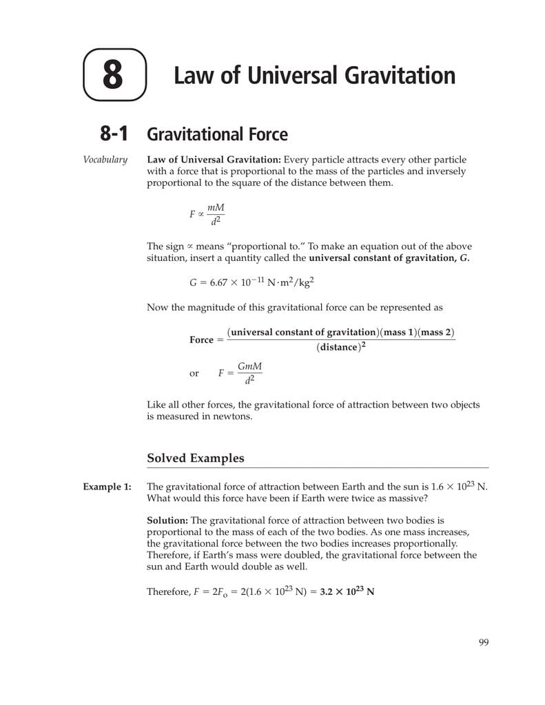 Law Of Universal Gravitation Worksheet Answers Coearth Law Of Universal Gravitation Worksheet Answers Coearth