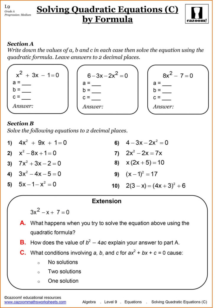 9Th Grade Algebra Worksheets Free Printable Free Printable — db-excel.com