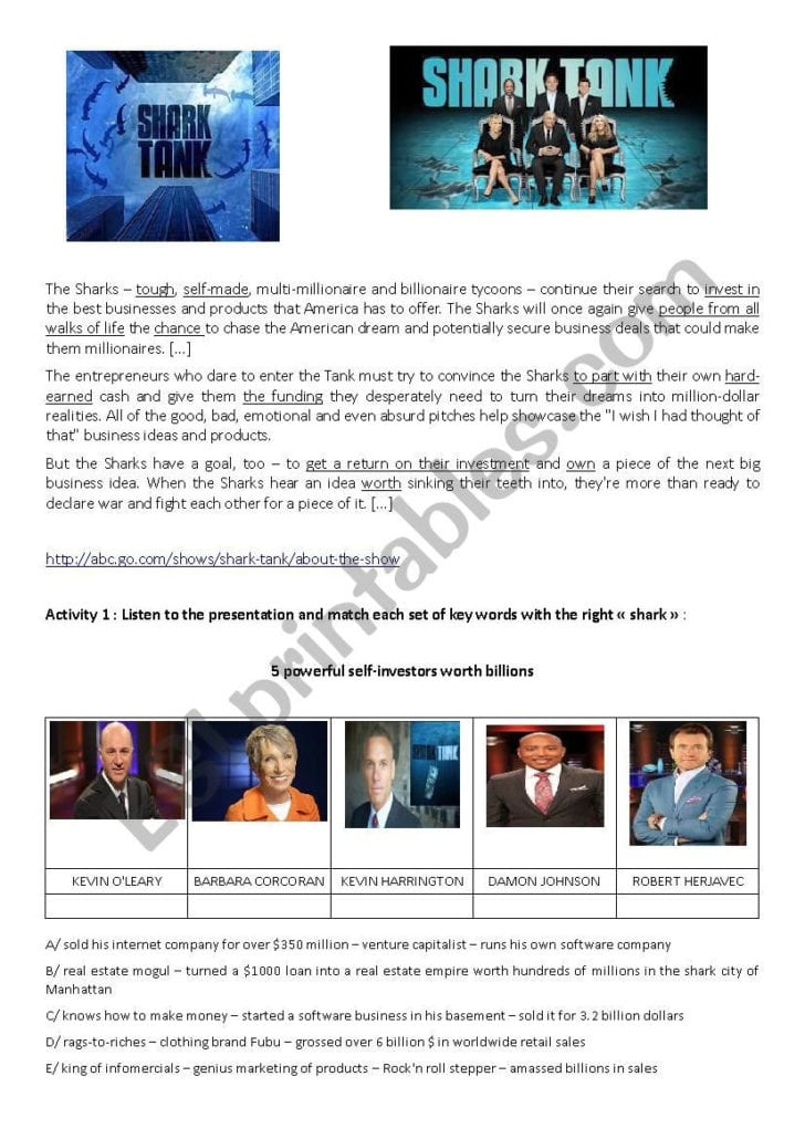 Shark Tank Worksheet Pdf — db-excel.com