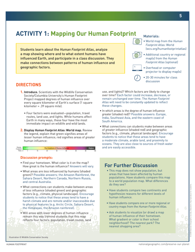 Activity 1 Mapping Our Human Footprint — db-excel.com