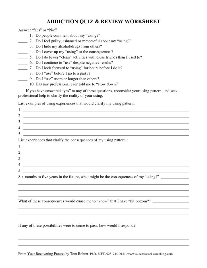 Denial In Addiction Worksheets — db-excel.com