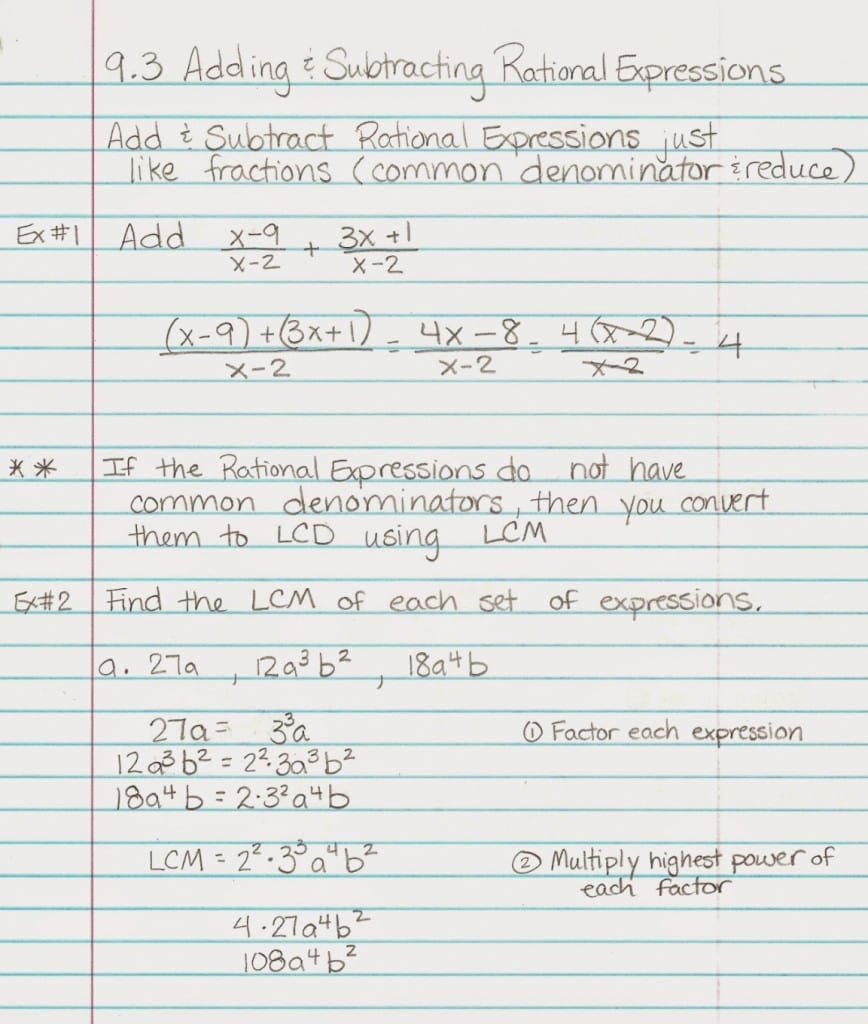 Adding And Subtracting Rational Expressions Worksheet Db excel