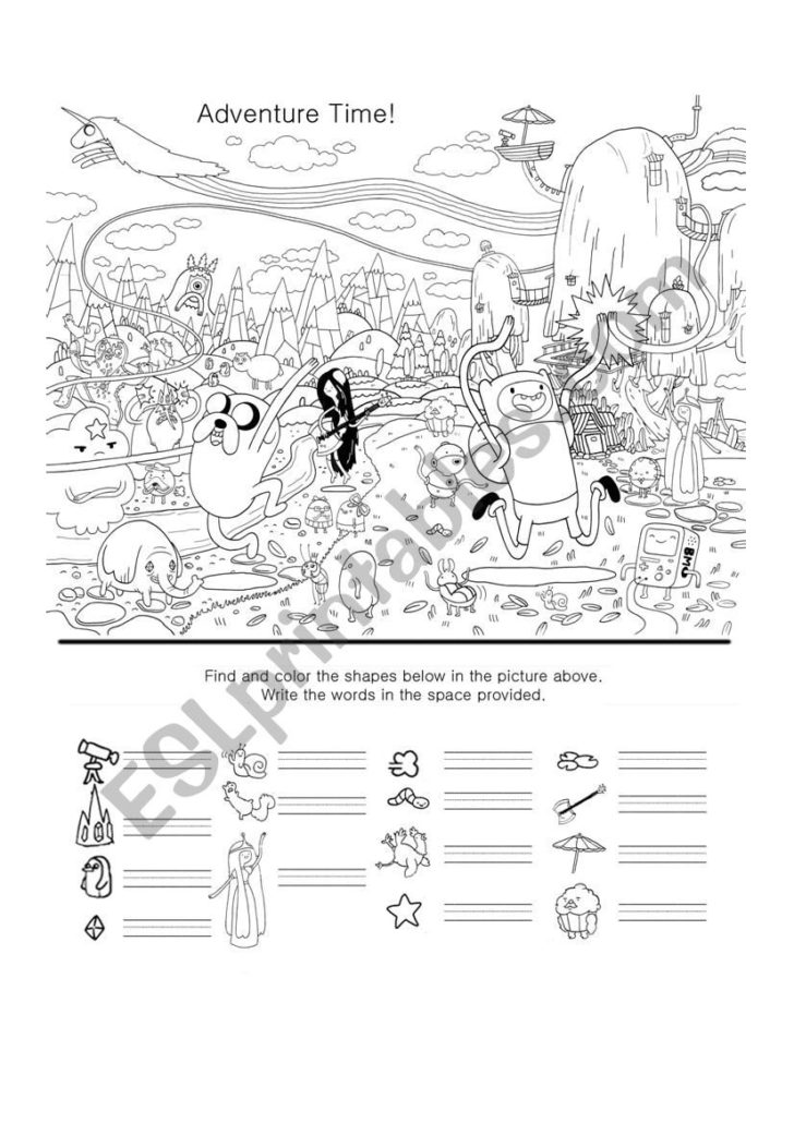 Adventure Time Hidden Object Worksheet Esl Worksheetzorq — db-excel.com