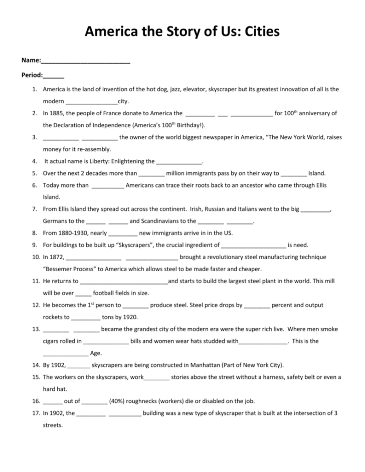 America The Story Of Us Worksheets — db-excel.com