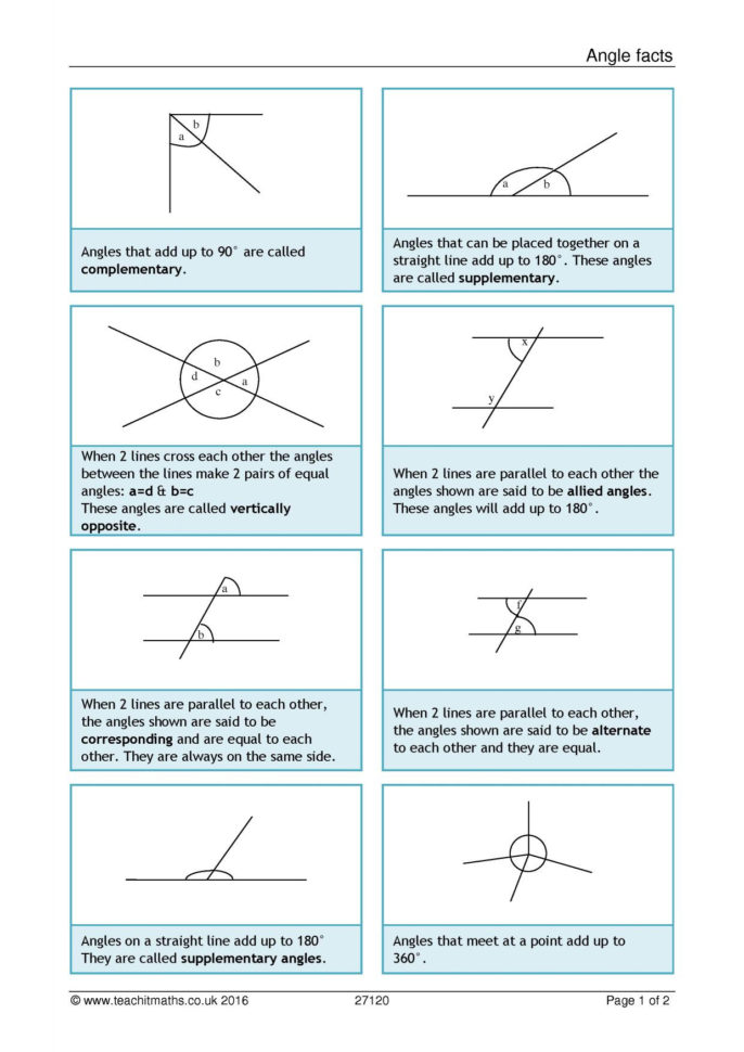 Angles Basic Rules And Parallel Lines Teachit Maths Db excel