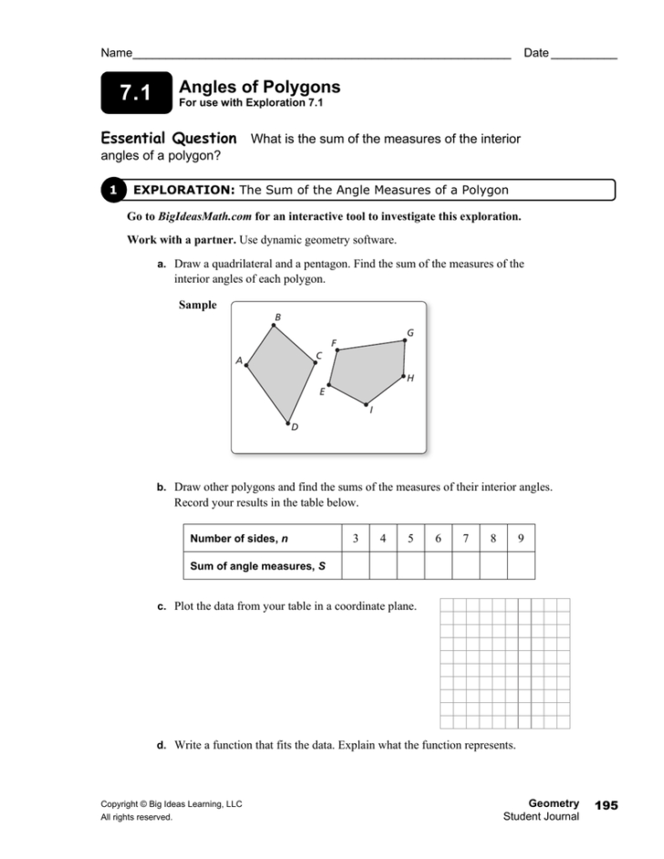 Find The Interior Angle Sum For Each Polygon Worksheet — db-excel.com