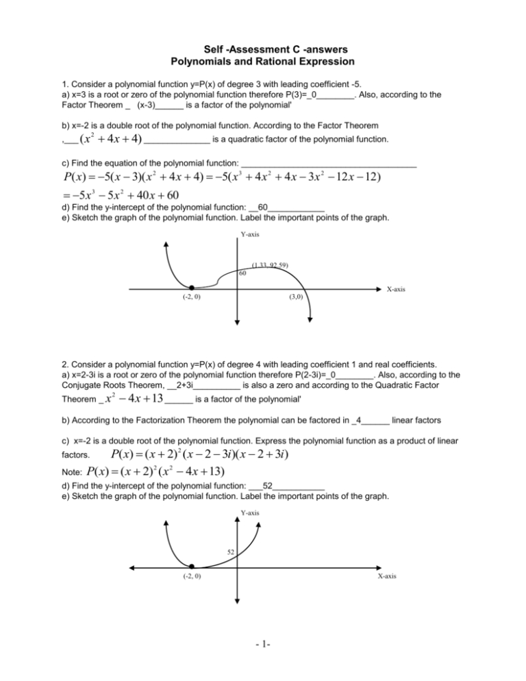 Polynomial And Rational Functions Worksheet Answers — db-excel.com