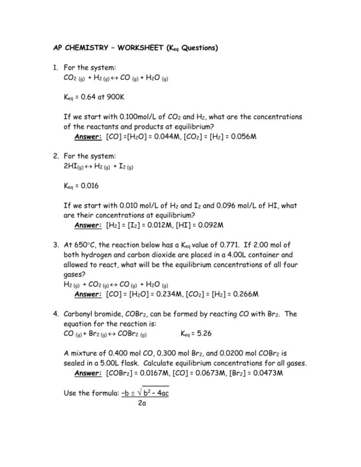 Ap Chemistry Worksheets With Answers — db-excel.com