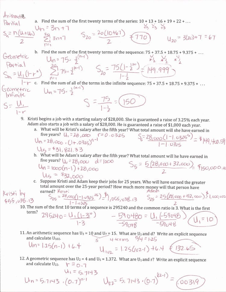 Arithmetic And Geometric Sequences Word Problems Worksheet Db excel