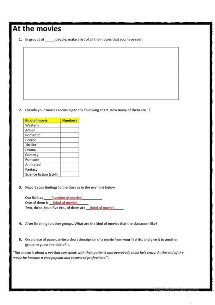 Movie Worksheets For The Classroom — db-excel.com