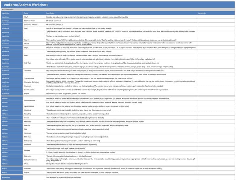 Audience Analysis Worksheet Example — db-excel.com