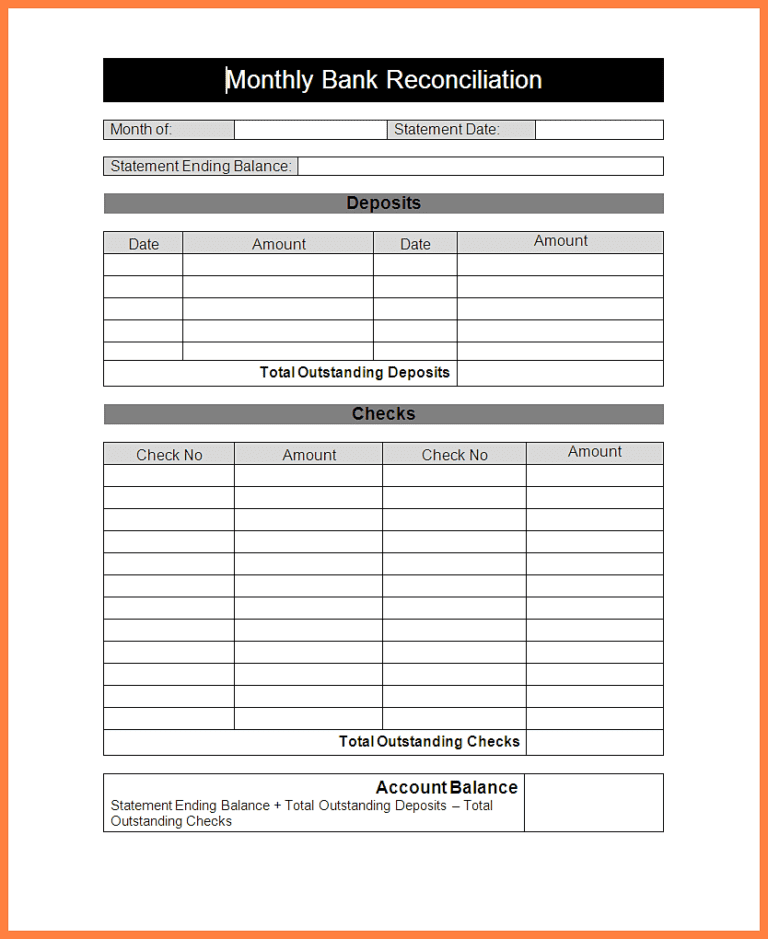 Bank Reconciliation Worksheet Excel Unique Monthly — db-excel.com