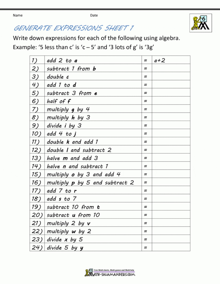 Simple Algebra Worksheets — db-excel.com