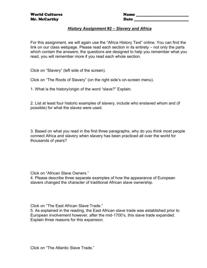 Bbc Slavery Worksheet — db-excel.com