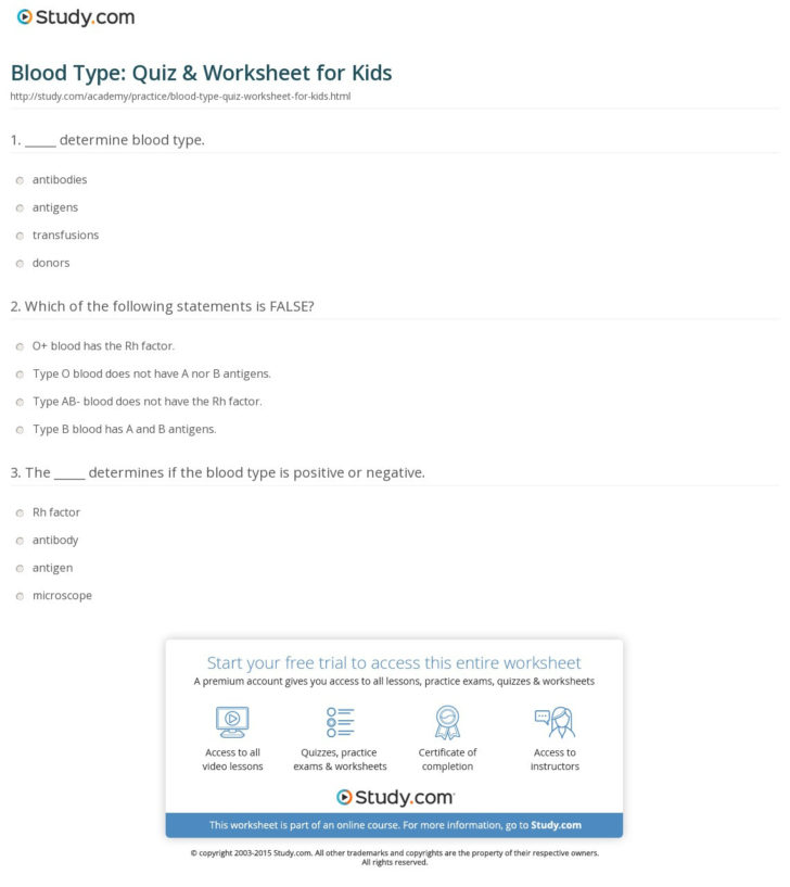 Blood Type Quiz Worksheet For Kids Study — db-excel.com
