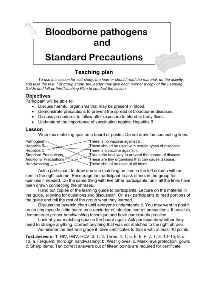 Bloodborne Pathogens And Standard Precautions Pages 1 10 — db-excel.com