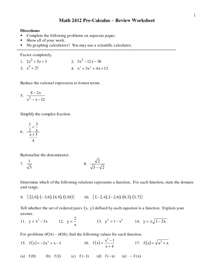 High School Math Worksheets — db-excel.com