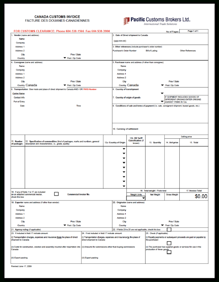 Canada Customs Forms Pdf Downloads Pcb — db-excel.com