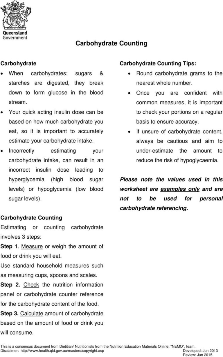 Carbohydrate Counting Pdf — db-excel.com