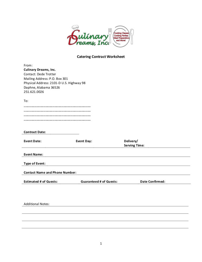 Catering Contract Worksheet — db-excel.com