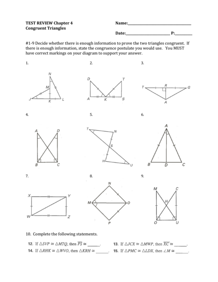 Chapter 4 Congruent Triangles Worksheet Answers — db-excel.com