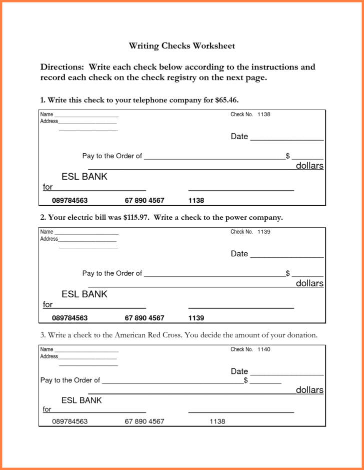 Checking Account Worksheets For Students — db-excel.com