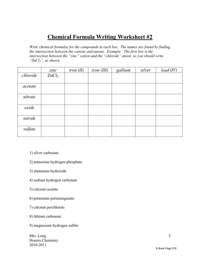 Naming And Writing Chemical Formulas Worksheet — db-excel.com
