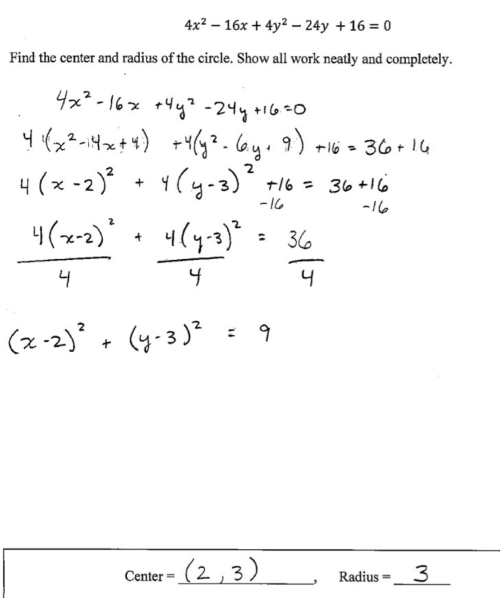 Circles Worksheet Find The Center And Radius Of Each — db-excel.com