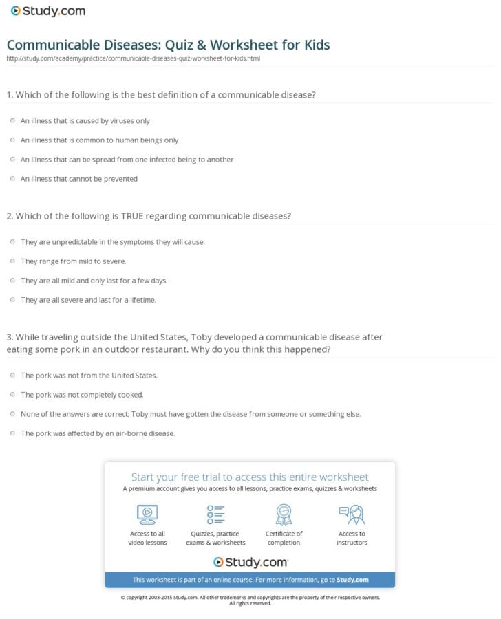 Communicable Disease Worksheet Middle School — db-excel.com
