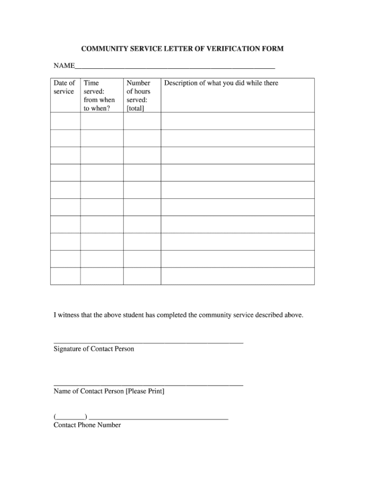Community Service Hours Worksheet — db-excel.com