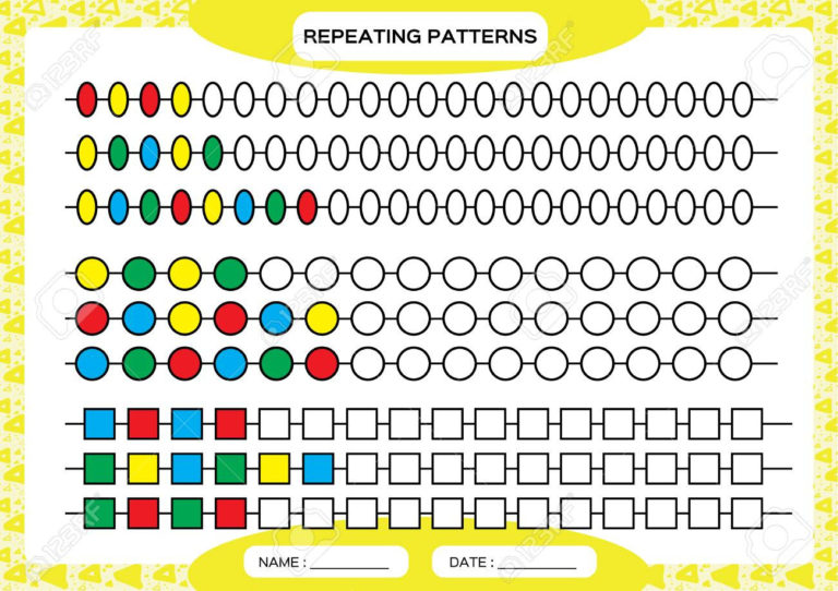 Complete Repeating Patterns Worksheet For Preschool Kids Practicing ...
