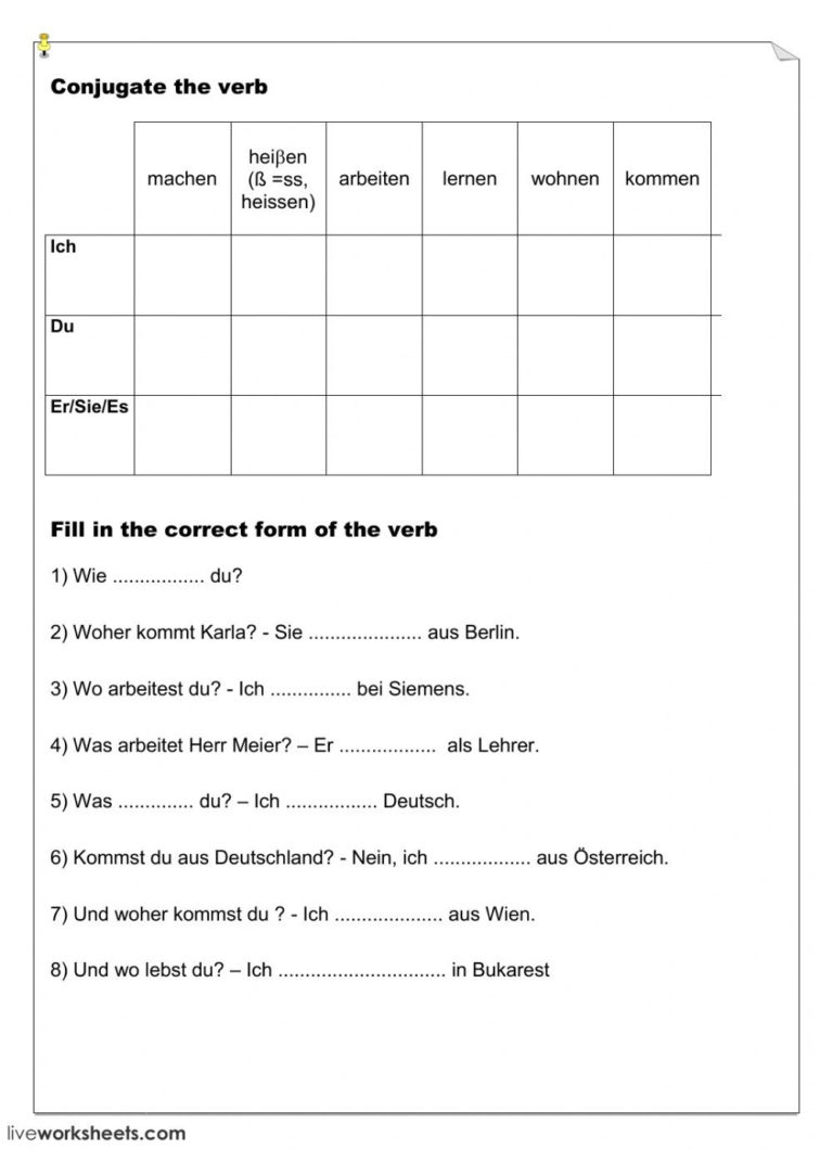 Conjugate Haben Sein Regular Verbs Interactive Worksheet — db-excel.com