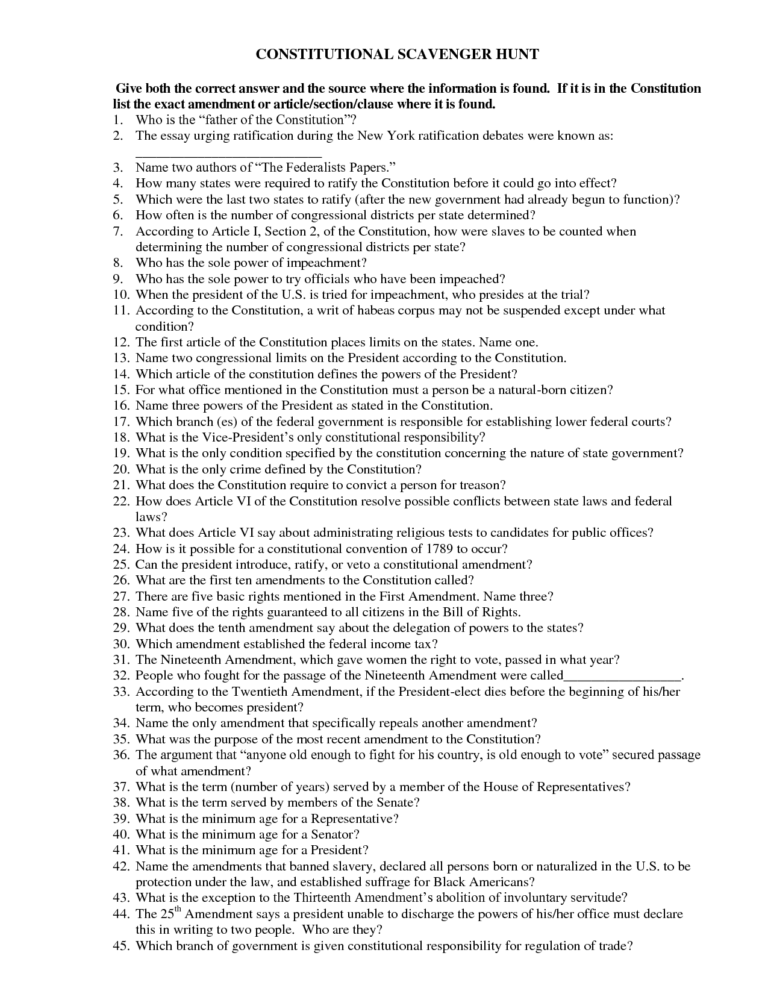 Constitution Scavenger Hunt Worksheet Answer Key Global Db excel Constitution Scavenger Hunt Worksheet Answer Key Global Db excel