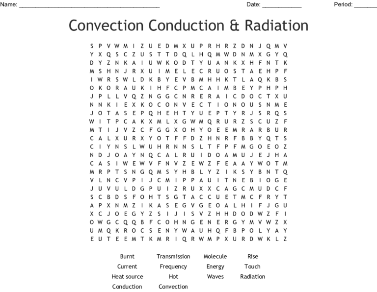 Convection Conduction Radiation Word Search Word — db-excel.com