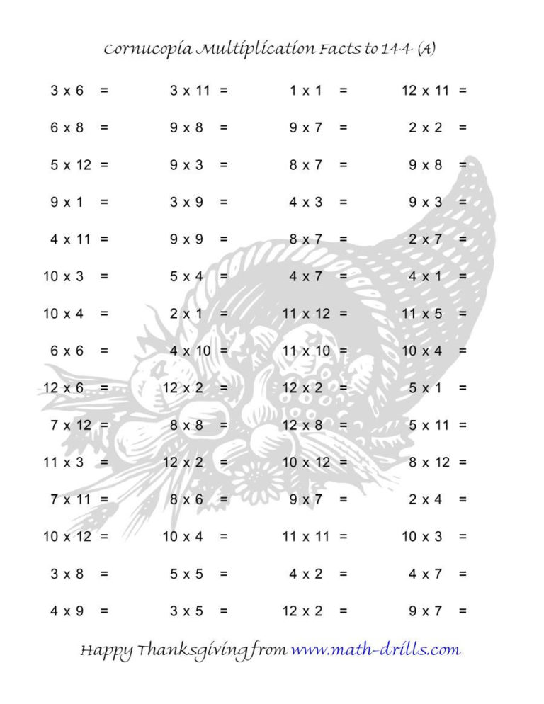 Thanksgiving Math Multiplication Worksheet — db-excel.com