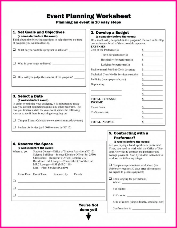 Event Planning Worksheet Db excel