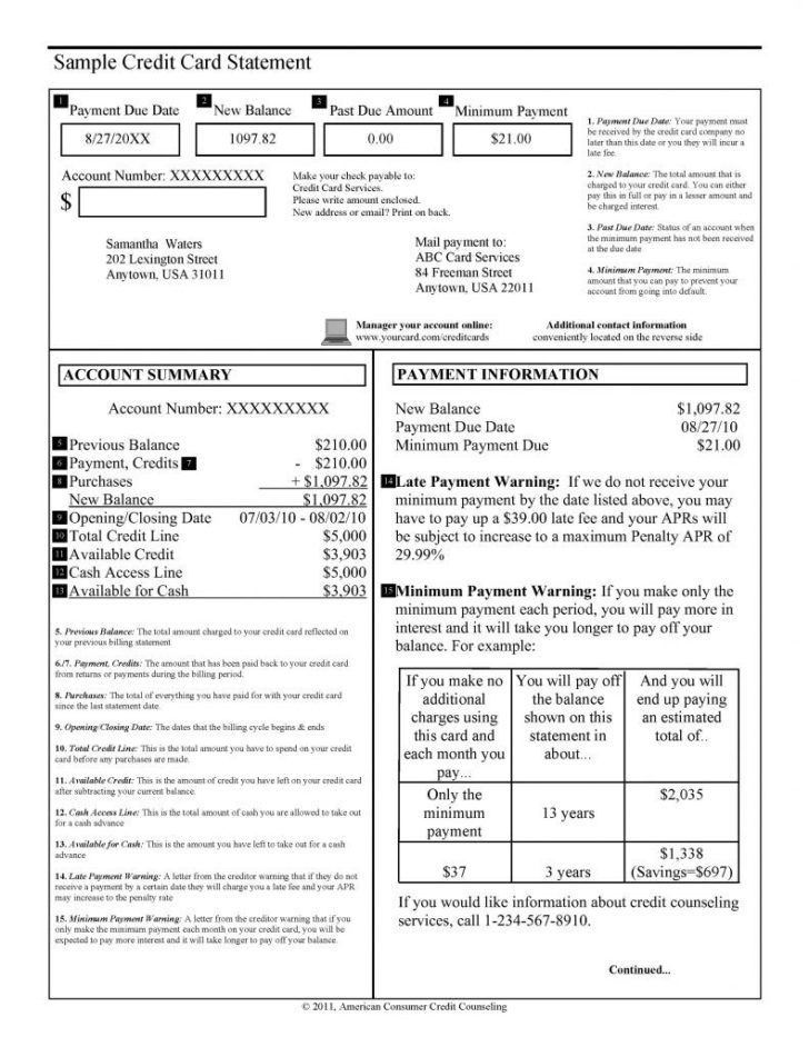 Credit Cards With Statement Credit Or Sample Credit Card — db-excel.com